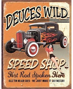 Plechová cedule Deuces Wild Speed Shop 40 x 32 cm