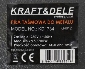 Kraft&Dele Pásová pila na kov KD1734 KD1734_2K