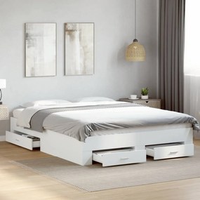Rám postele se zásuvkami bílý 140 x 200 cm kompozitní dřevo 3280384