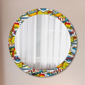 Kulaté zrcadlo tištěný rám Vzor komiksu fi 80 cm