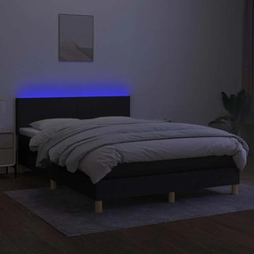 Box spring postel s matrací a LED černá 140x200 cm textil 3133559