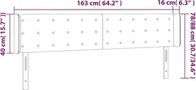 Čelo postele s LED tmavě hnědé 163 x 16 x 78/88 cm textil 3123679