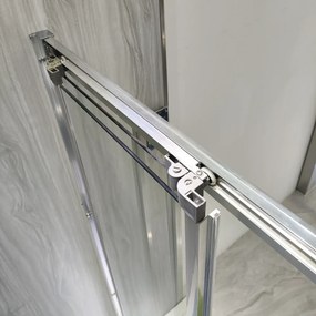AFTER COMBI 90x80 Clear Sprchový kout s třídílnými posuvnými dveřmi a pevnou bočnicí