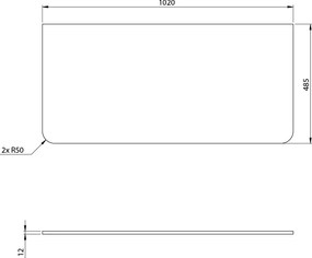 Sapho Sapho, PREMIO kompozitní deska 102x1,2x48,5cm, černá mat, PRE100-3535