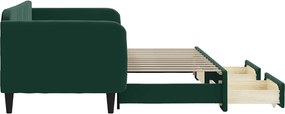 Válenda s přistýlkou a zásuvkami tmavě zelená 90 x 200 cm samet 3197113