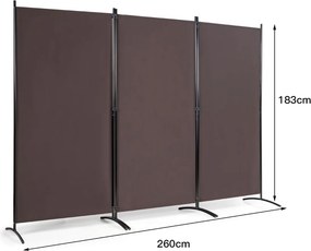 Costway 3 panelová přepážka místnosti s robustními panty a ocelovou základnou