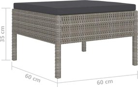 4dílná zahradní sedací souprava s poduškami polyratan šedá 3056968
