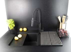 Deante příslušenství, skládací odkapávač pro Deante kuchyňské dřezy 470x300 mm, černá-ocelová, DEA-ZZH_02NM