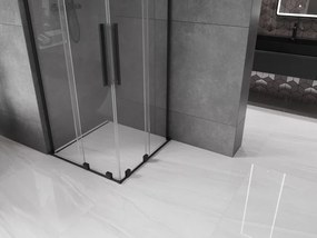 Mexen Velar L Duo, sprchový kout s posuvnými dveřmi 100 x 100 cm, 8mm čiré sklo, černá matná, 871-100-100-02-03-70