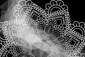 Samolepící tapeta prvky Mandaly v černobílém - 300x200 cm