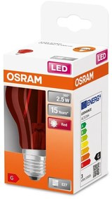 LED klasická žárovka E27 2,5 W STAR DÉCOR CLASSIC, červená