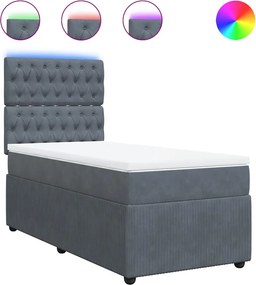 Box spring postel s matrací tmavě šedá 90x190 cm samet 3294521