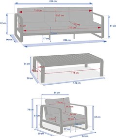 DEOKORK Hliníková sestava ISABELLA pro 7 osob (café)