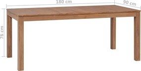 vidaXL Jídelní stůl masivní teak s přírodním povrchem 180 x 90 x 76 cm [246951]