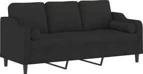 3místná pohovka s polštáři černá 180 cm textil 3200857