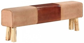 Lavice pravá kůže / dřevo Dekorhome 160 cm