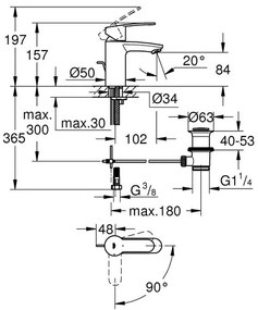 Grohe Eurostyle Cosmopolitan Baterie umyvadlová, s výpustí 2337420E