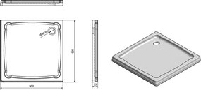 Gelco Diona GD009 sprchová vanička z litého mramoru 90 x 90 x 7,5 cm čtvercová