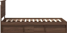 Rám postele s čelo Hnědý dub 90 x 190 cm Masivní borové dřevo 3411070