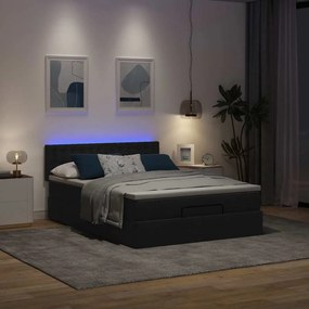 Osmanská postel s matrací &amp; LED diody černá 140x200 cm látka 3312480