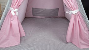 Dětský stan TEEPEE (TÝPÍ) ANIMALS s doplňky - RŮŽOVÁ PARTIČKA - růžový/šedý