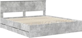 Rám postele s čelo Betonově šedá 180 x 200 cm Inženýrské dřevo 3407959