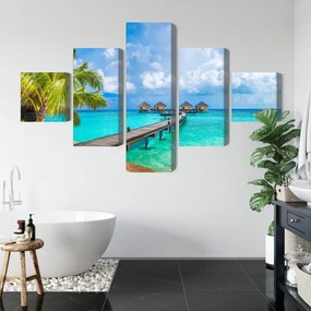 Vícedílný obraz Plovoucí Domy Na Maledivách Nedostatek Nedostatek Přírodní plátno 200x120