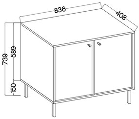 TOKYO 2 c | komoda 812 | 83,6 cm | černá grafit/zlatá