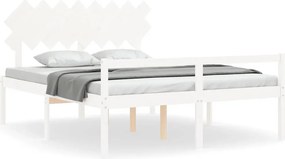 Postel s čelem pro seniory bílý 160x200 cm masivní dřevo 3195557