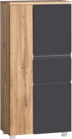 XXXLutz MIDI SKŘÍŇKA, šedá, dub wotan, 65/130/35 cm Held - Online Only koupelnové skříňky - 000307016824