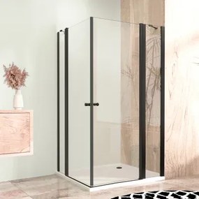 Sprchová zástěna 125x85, obdélníková, čirá, černá (80+50/70+20) - ALFA LINE DUE