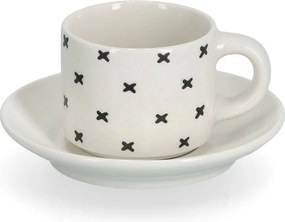 Sada šálků s podšálky na espresso z geometrickými vzory, 70 ml
