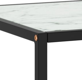 Konferenční stolek černý s bílým mramorovým sklem 90x90x50 cm 322913