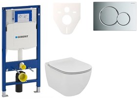 Cenově zvýhodněný závěsný WC set Geberit do lehkých stěn / předstěnová montáž+ WC Ideal Standard Tesi 111.300.00.5NF2