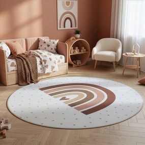 Krémový pratelný dětský koberec ø120 cm Coco 1132 – Ayyildiz Carpets