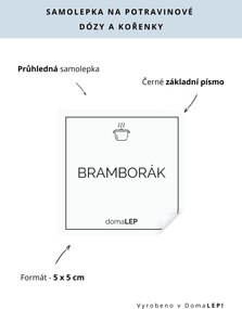 Samolepka na kořenky BRAMBORÁK průhledná  5 × 5 cm základní písmo