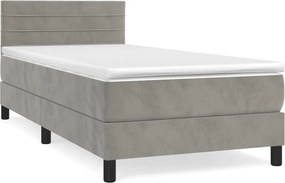 Box spring postel s matrací světle šedá 90x200 cm samet 3141341