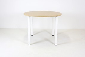 Stůl konferenční, Narbutas, o 100 cm, běl.dub/bílá, kruh, jäkl