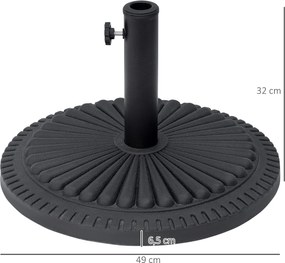 Stojan na slunečník Outsunny 14 kg kulatý pro slunečníky 35-48 mm cementový podstavec Ø49 cm pro zahradu a terasu | Aosom.de
