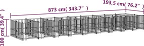 vidaXL Venkovní psí kotec ocel 16,89 m² [3124586]