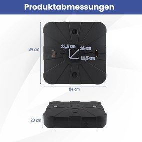 Costway 130 kg podstavec na slunečník s kolečky HDPE 84 cm čtvercový plnitelný