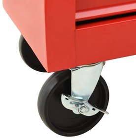 vidaXL Vozík na nářadí s 10 zásuvkami ocelový červený