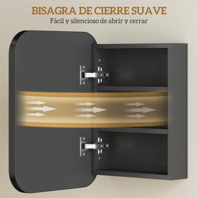 HOMCOM Koupelnová skříňka se zrcadlem, design s zaoblenými hranami, nastavitelnými policemi 40,2x10,2x50,9 cm, černá