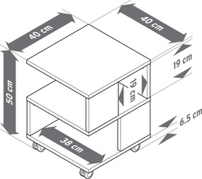 Tchibo - Konferenční stolek v dřevěném vzhledu na kolečkách - barva: hnědá