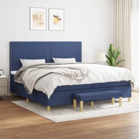 Box spring postel s matrací modrá 200x200 cm textil 3137107