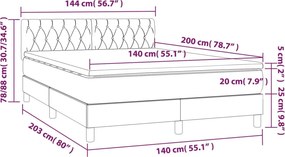 Box spring postel s matrací růžová 140x200 cm samet 3141490