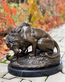 Bronzová socha soška LEV A HAD