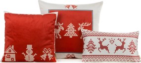 VÁNOČNÍ DEKORAČNÍ POVLAK NA POLŠTÁŘ NOEL 1KS 45X45 CM ČERVENÁ
