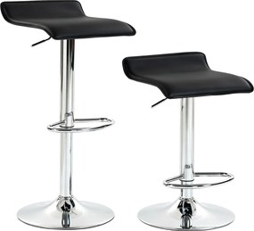 HOMCOM otočné barové židle, sada 2 ks, 62–83 cm, černé