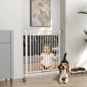 PawHut Schodišťová branka Bezpečnostní branka bez vrtání s automatickým zavíráním pro děti Kuchyňské schody 76-80 x 76 cm Bílá